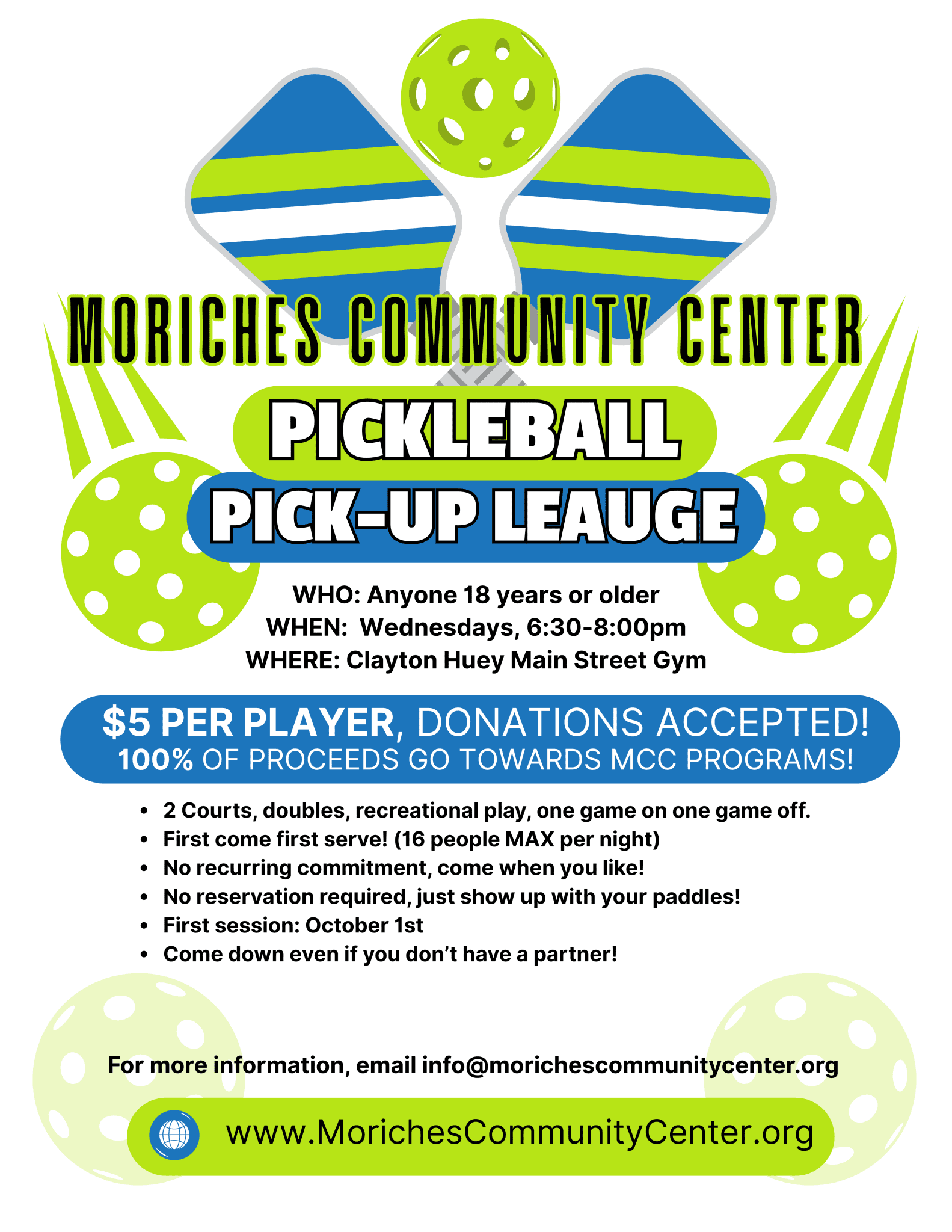 Pick-Up Pickleball - Moriches Community Center